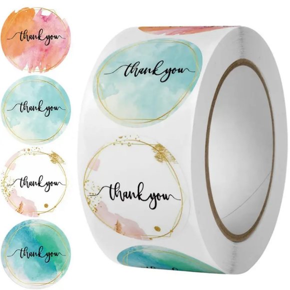 Office | 50 Piecesroll Cute Thank You Label Stickers Small Business ...